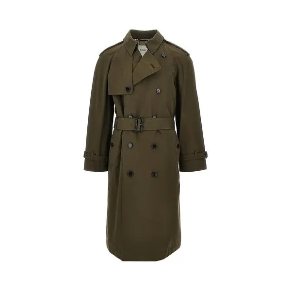 Burberry Cotton Long Trench Coat - Green
