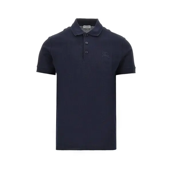 Burberry Cotton Piquet Polo Hirt With Ekd Embroidery - Blue