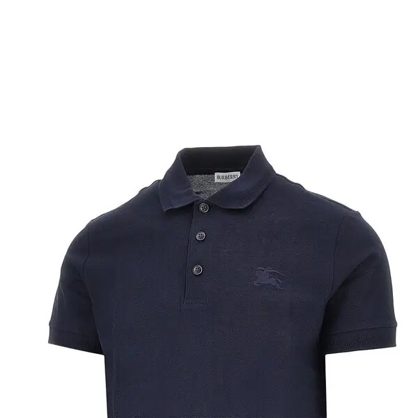 Burberry Cotton Piquet Polo Hirt With Ekd Embroidery - Blue