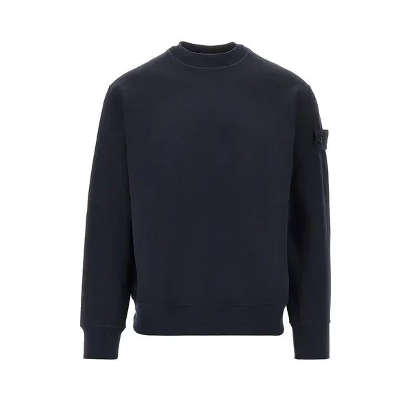Stone Island Cotton And Wool Weathirt With Logo Badge