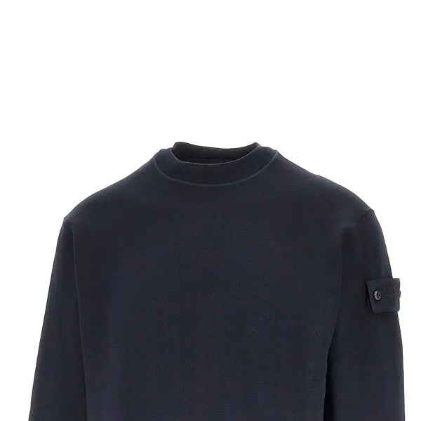 Stone Island Cotton And Wool Weathirt With Logo Badge