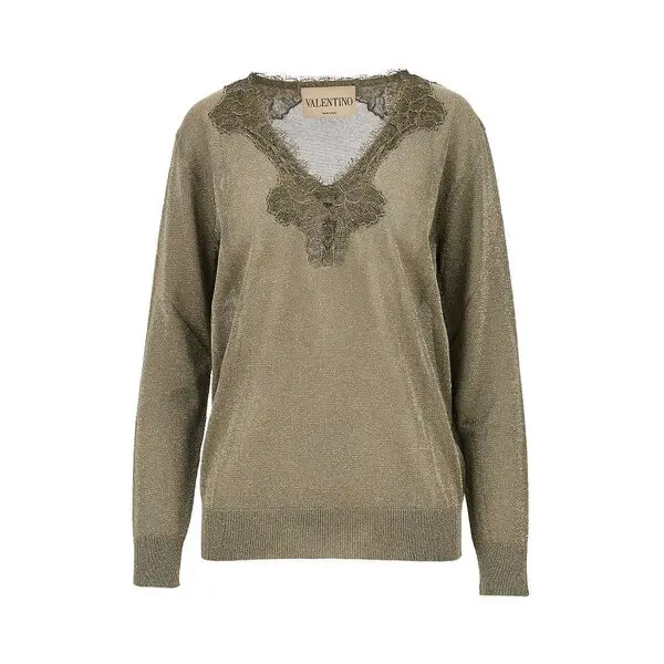 Valentino Garavani Lurex Weater With Lace