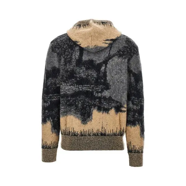 LANEUS Mohair-blend Sweatshirt With Jacquard Motif