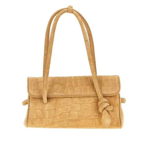 Jacquemus Embossed Suede Leather 'turismo Long' Bag - Beige