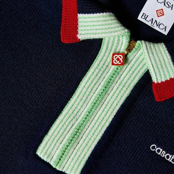 Casablanca Logo Half-zip Knit Polo Shirt