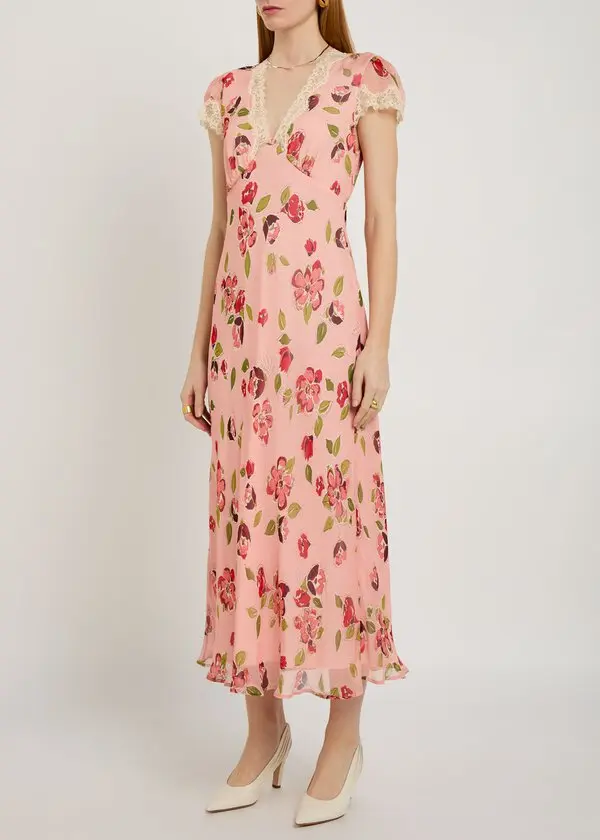 Rixo Clarice Floral-print Georgette Midi Dress