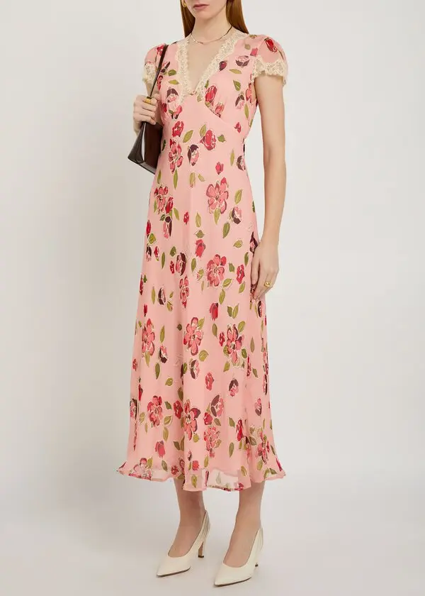 Rixo Clarice Floral-print Georgette Midi Dress