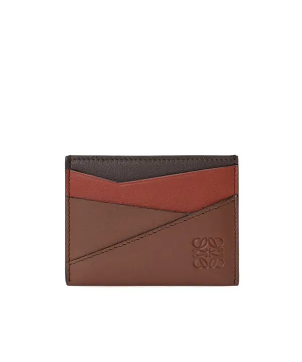 Loewe Puzzle Plain Cardholder In Classic Calfskin - Chocolate/tomet