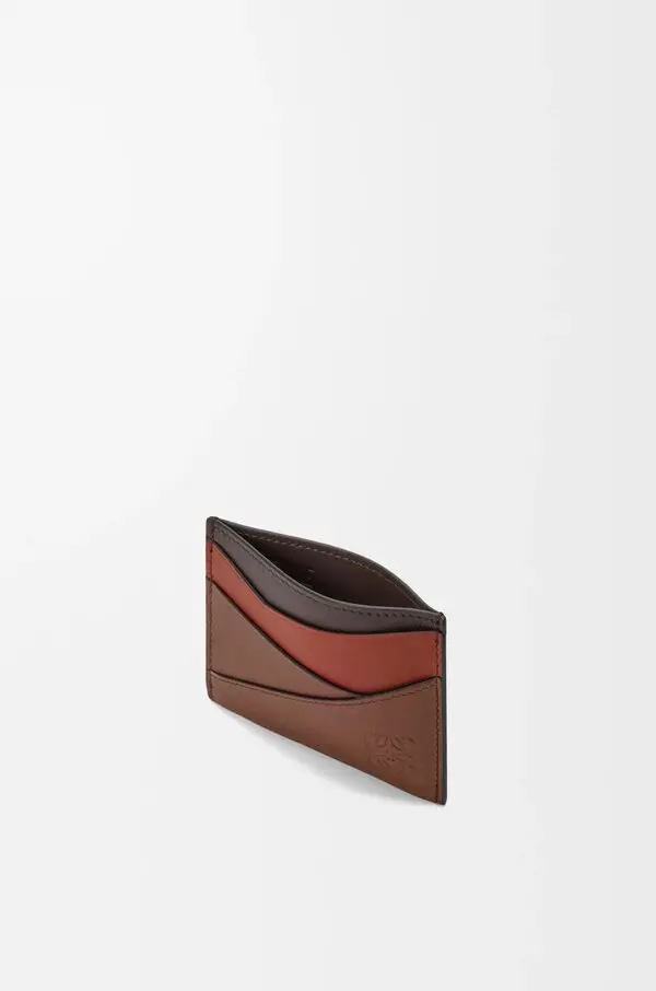 Loewe Puzzle Plain Cardholder In Classic Calfskin - Chocolate/tomet