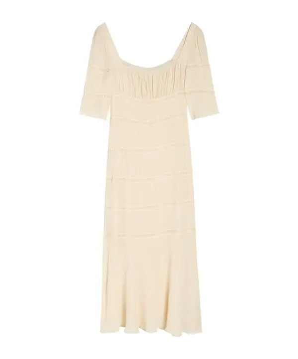 REFORMATION Laverna Lace-trim Chiffon Midi Dress