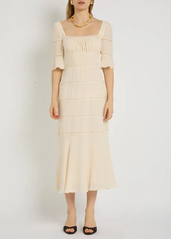 REFORMATION Laverna Lace-trim Chiffon Midi Dress