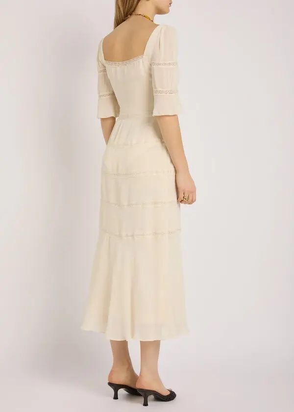 REFORMATION Laverna Lace-trim Chiffon Midi Dress