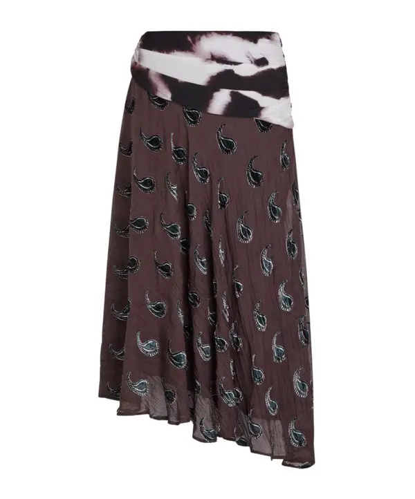 Tory Burch Paisley-devoré Asymmetric Silk-blend Midi Skirt