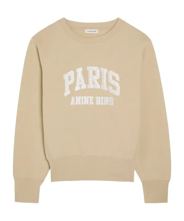 ANINE BING Harry Shrunken Logo-appliquéd Cotton Sweatshirt