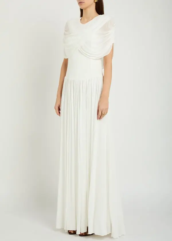 Simkhai Nancie Draped Cape-effect Jersey Maxi Dress