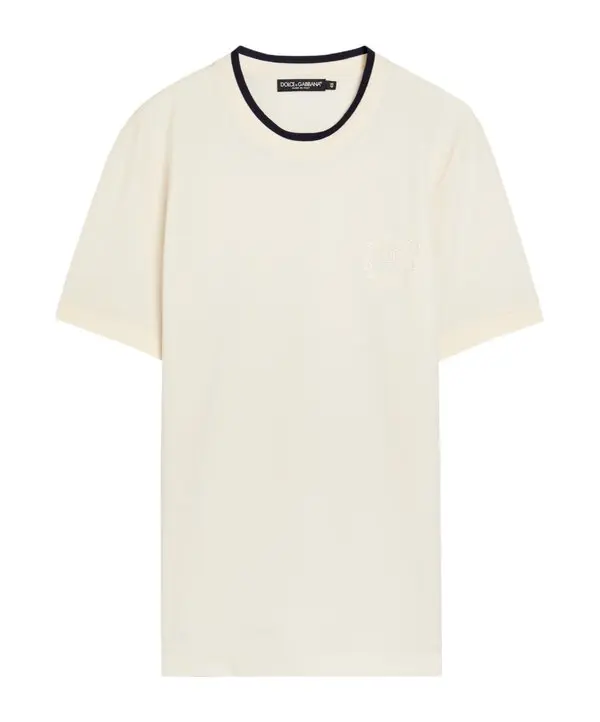 Dolce & Gabbana Logo-embroidered Piqué Cotton T-shirt