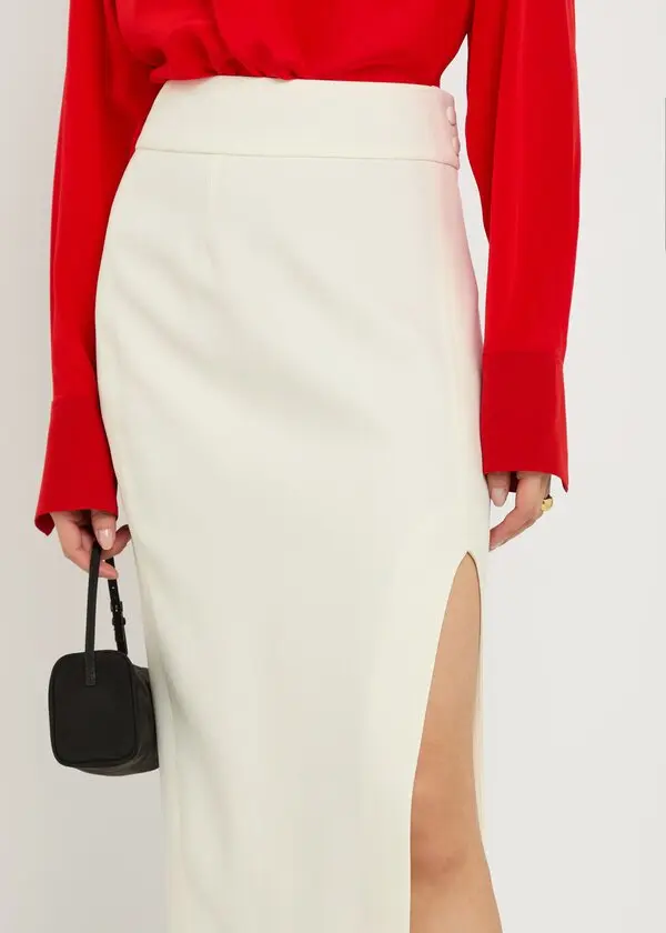 Victoria Beckham Split Twill Midi Skirt