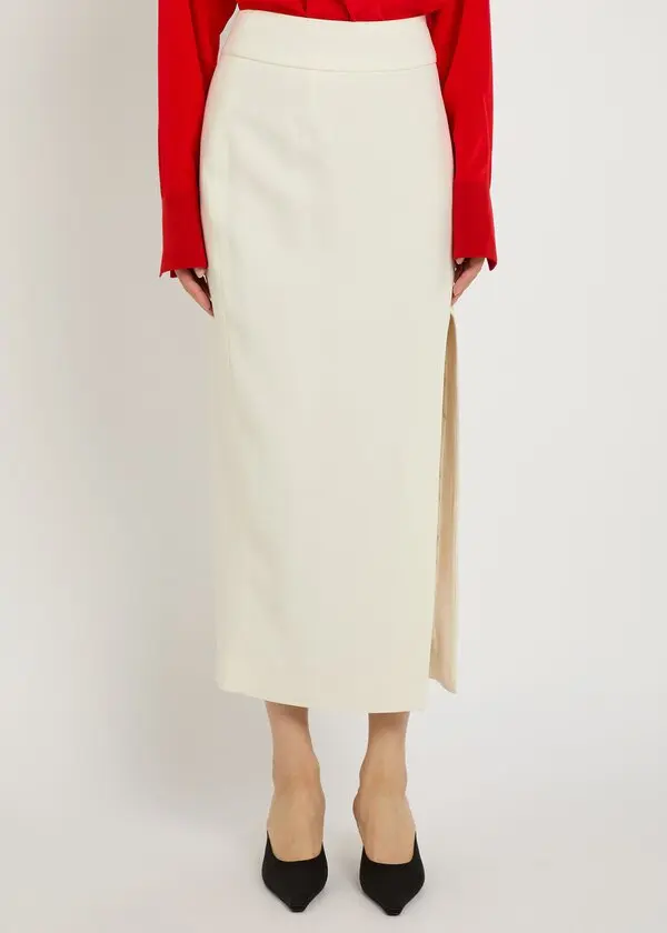 Victoria Beckham Split Twill Midi Skirt