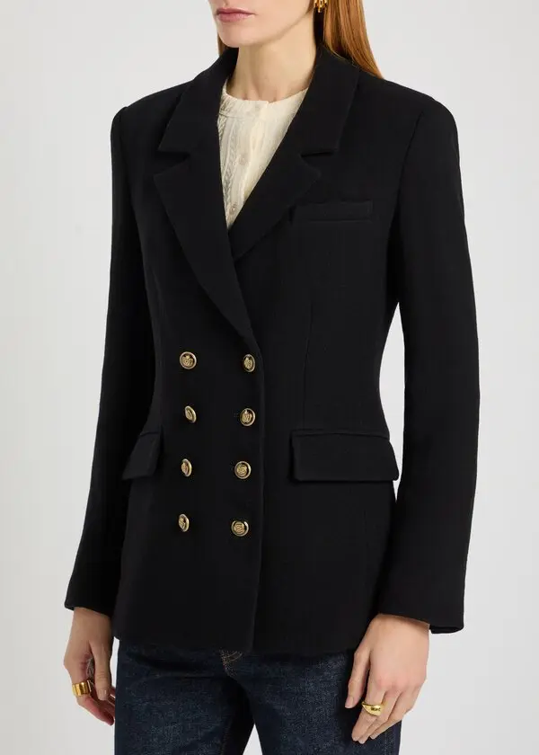 Veronica Beard Claude Dicky Double-breasted Stretch-wool Blazer