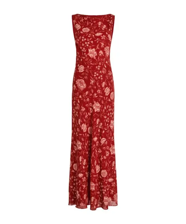REFORMATION Prescott Floral-print Chiffon Maxi Dress - Red