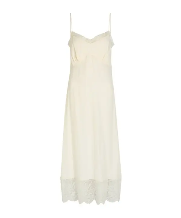 Simone Rocha Lace-trimmed Crepe-de-chine Midi Dress