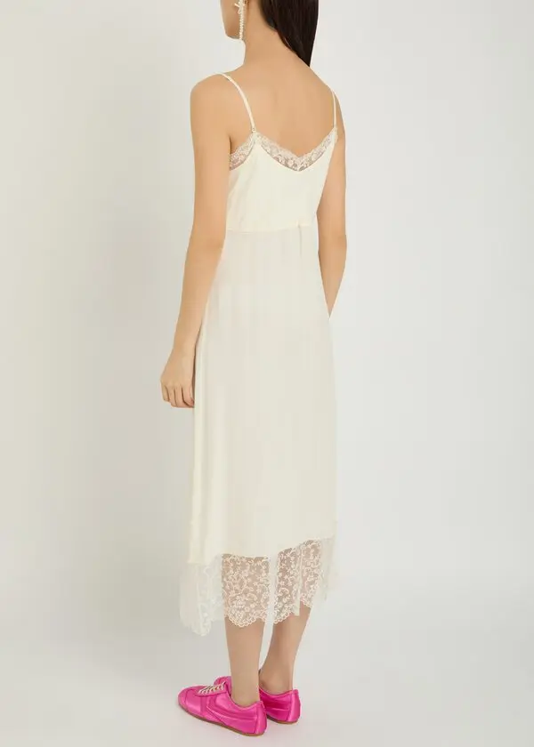 Simone Rocha Lace-trimmed Crepe-de-chine Midi Dress
