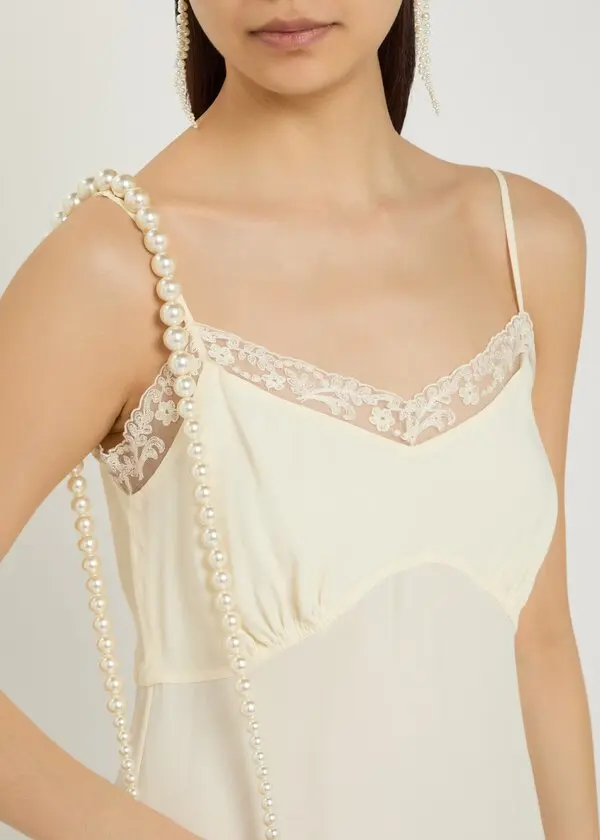 Simone Rocha Lace-trimmed Crepe-de-chine Midi Dress