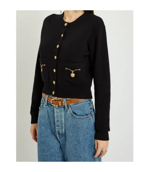 Chloé Embellished-pocket Wool And Cashmere-blend Cardigan