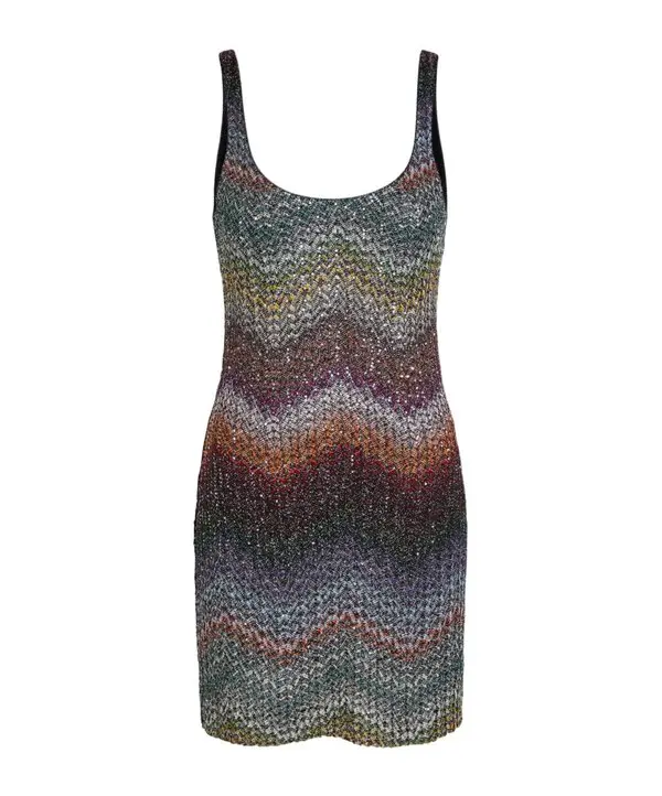 Missoni Sequin-embellished Zigzag Metallic-knit Mini Dress