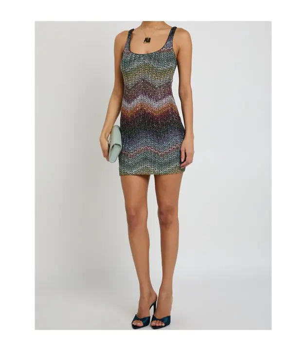 Missoni Sequin-embellished Zigzag Metallic-knit Mini Dress