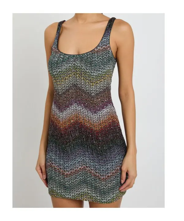 Missoni Sequin-embellished Zigzag Metallic-knit Mini Dress