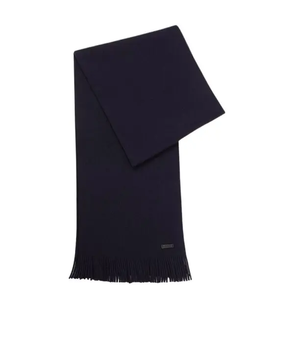 Hugo Boss Logo Patch Raschel Knitted Scarf
