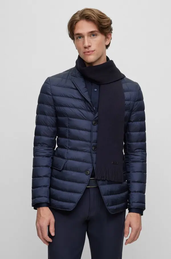 Hugo Boss Logo Patch Raschel Knitted Scarf