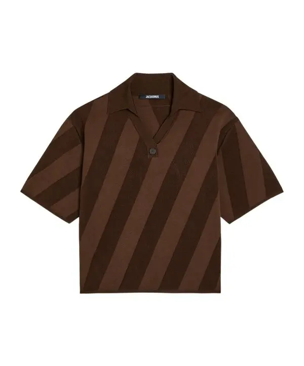 Jacquemus Le Polo Maille Striped Close-knit Polo Shirt
