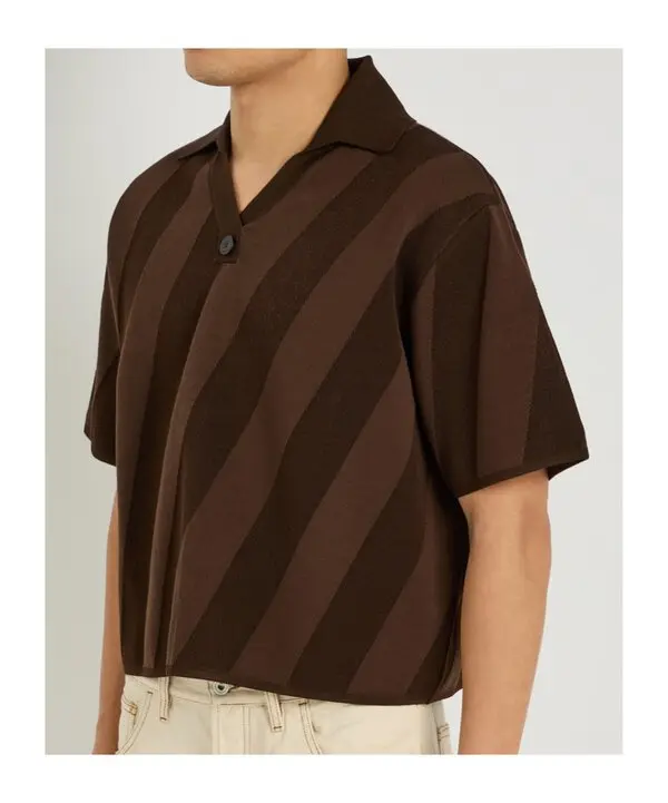Jacquemus Le Polo Maille Striped Close-knit Polo Shirt