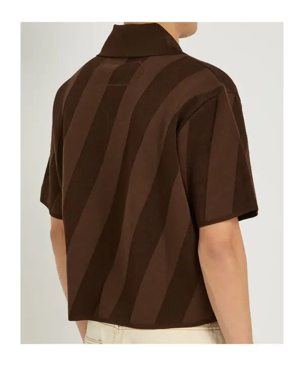 Jacquemus Le Polo Maille Striped Close-knit Polo Shirt