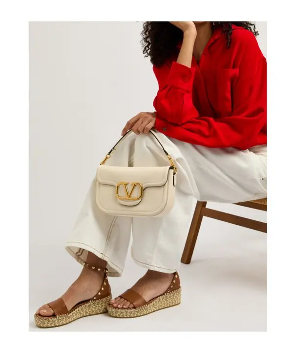 Valentino Garavani Rockstud 50 Leather Wedge Espadrilles