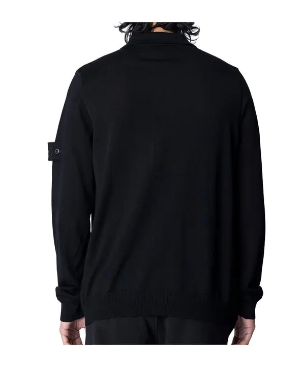 Stone Island Logo Patch Long Sleeved Polo Shirt