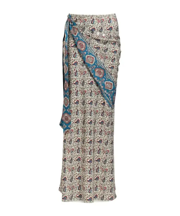 Rabanne Paisley Satin Maxi Skirt