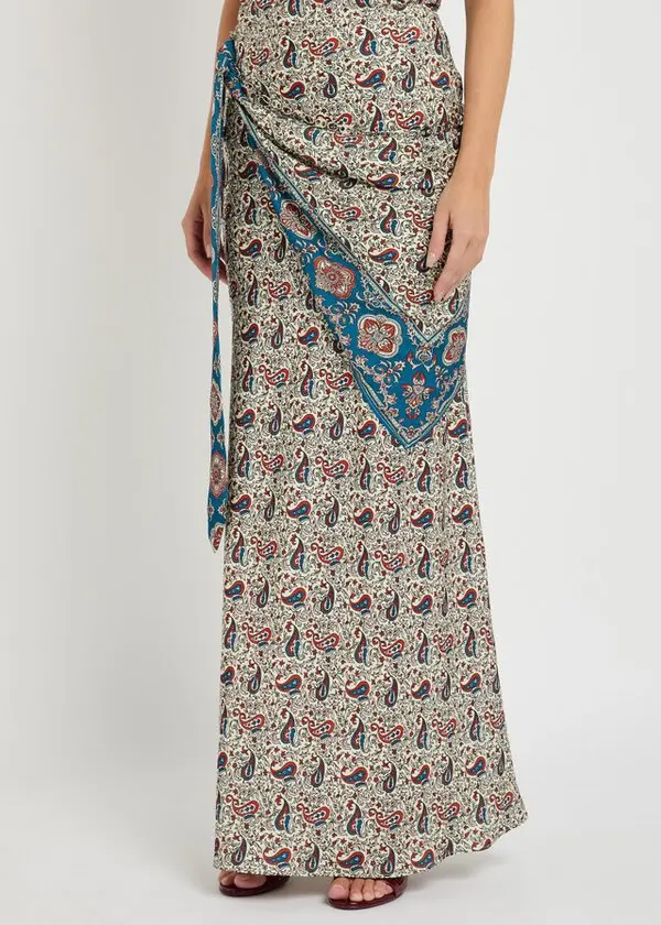 Rabanne Paisley Satin Maxi Skirt