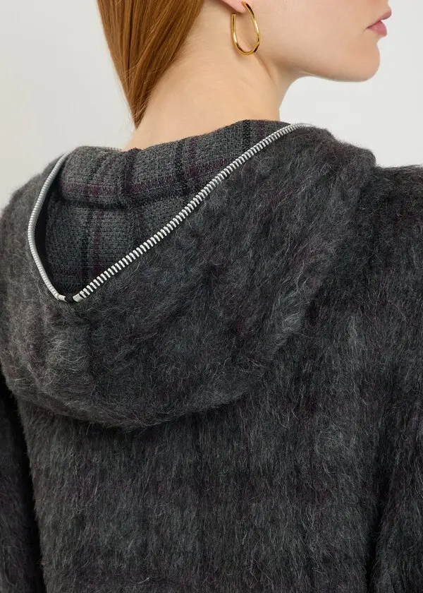 Our Legacy Checked Zip-through Brushed Wool-blend Jumper