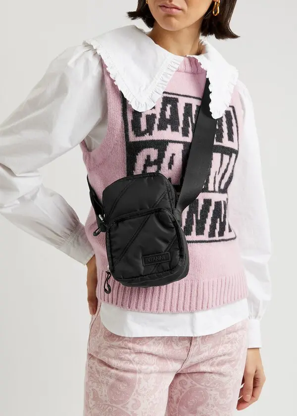 GANNI Mini Quilted Nylon Cross-body Pouch