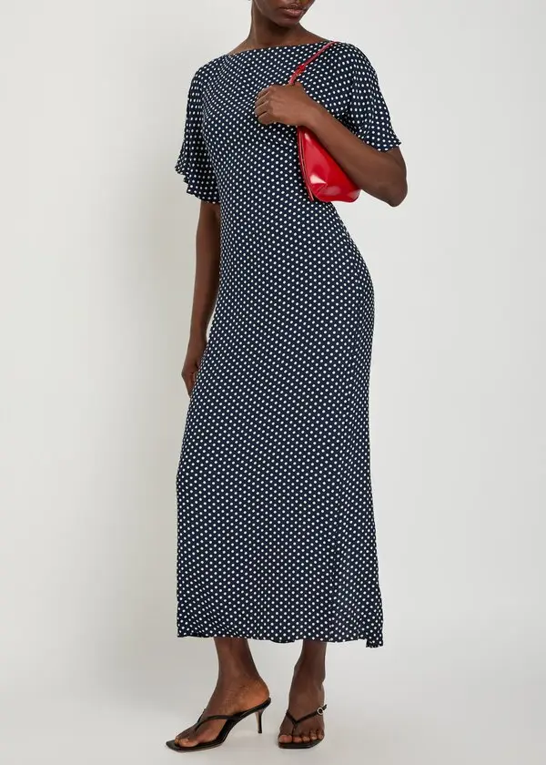 REFORMATION Polka-dot Woven Midi Dress