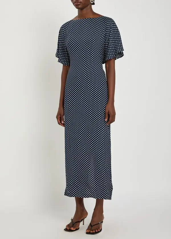 REFORMATION Polka-dot Woven Midi Dress