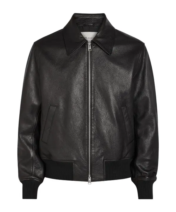 AMI Paris Grained Leather Bomber Jacket