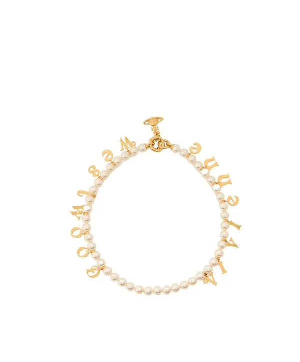 VIVIENNE WESTWOOD Leanne Letter Charm Pearl Necklace