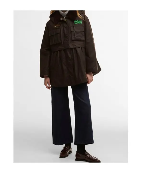 BARBOUR X GANNI Peplum Waxed Cotton Jacket