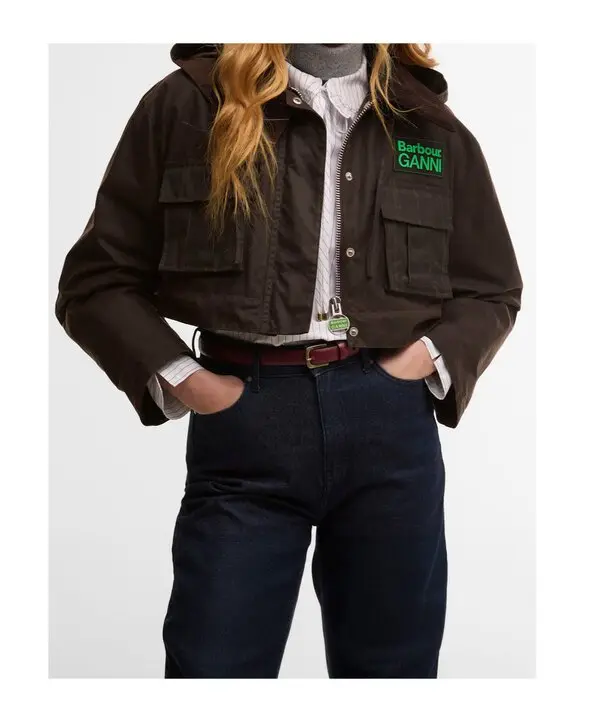 BARBOUR X GANNI Peplum Waxed Cotton Jacket