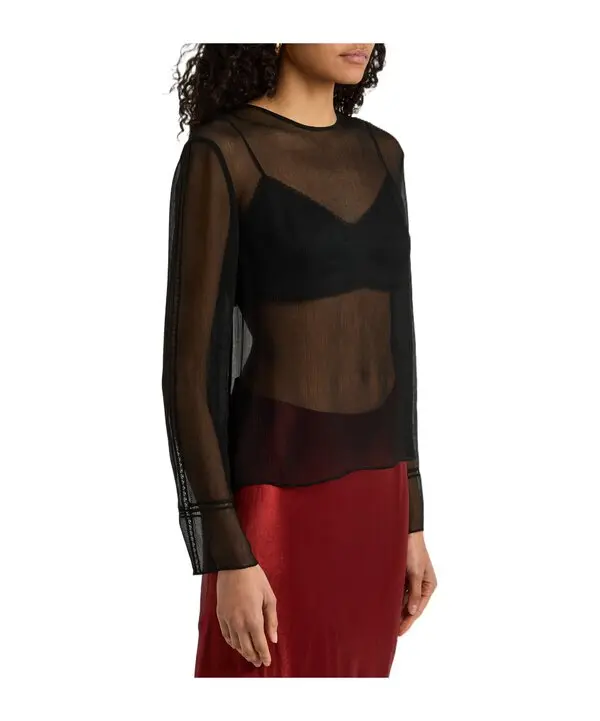 Vince Lace-trimmed Sheer-chiffon Top