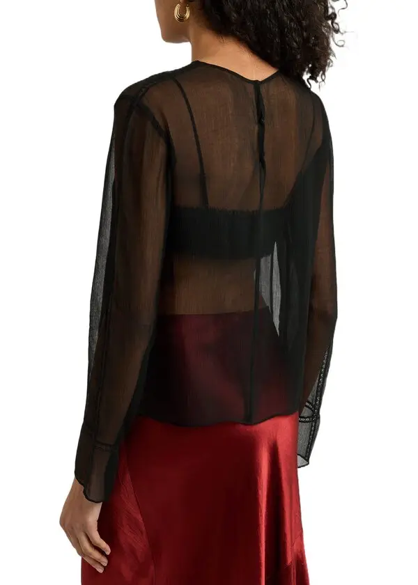 Vince Lace-trimmed Sheer-chiffon Top